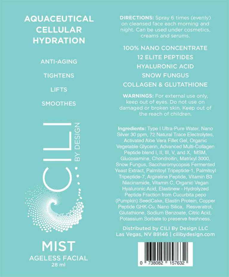 CILI AGELESS FACIAL Mist - CILI By Design - Aquaceutical CBD & CBG Products