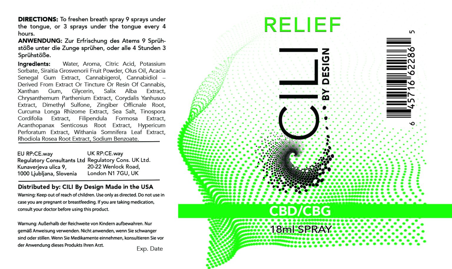 CILI RELIEF Spray - CILI By Design - Aquaceutical CBD & CBG Products